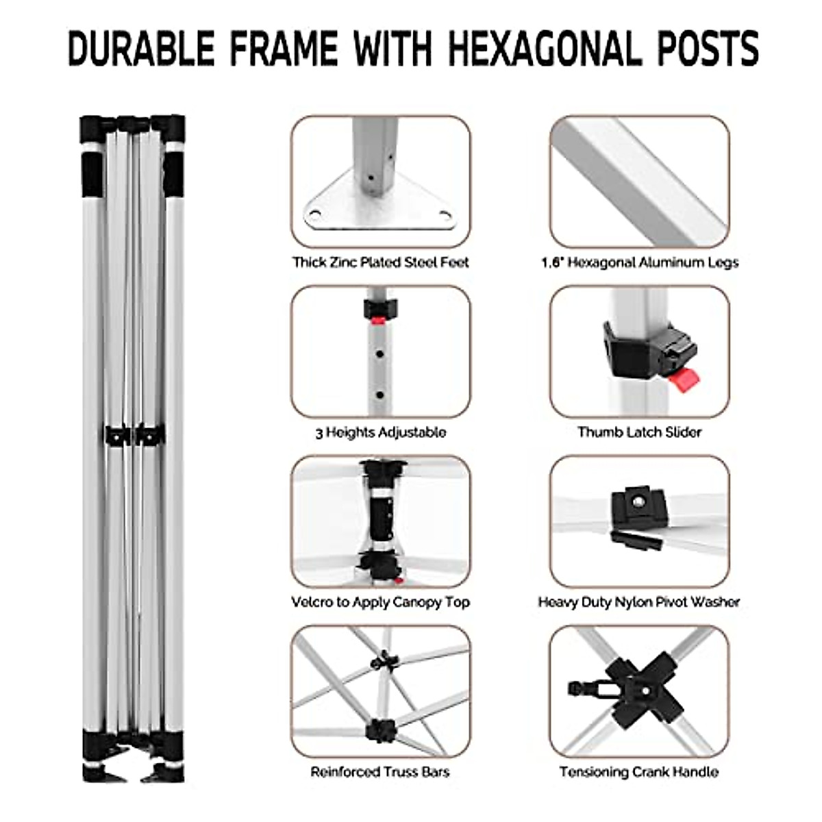 ABLEM8CANOPY Custom Canopy Tent 10x10 with Logo, Personalized Pop Up Canopy Tent with Optional Walls for Business Events, Trade Shows, Farmers Market, Roller Bag Included(Mushroom)
