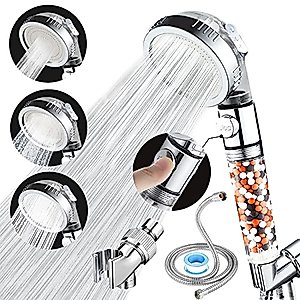 Vacto High Pressure Handheld Shower Head with Filter, Shower Head Kits with Hose and Bracket, Hard Water Softener Water Purifying Filtered Showerheads with Filter Beads