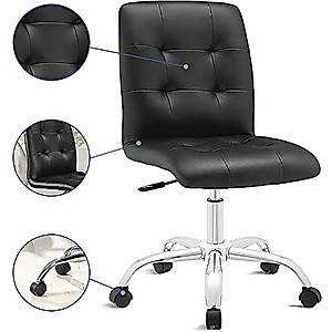 Modway Prim Ribbed Armless Mid Back Swivel Conference Office Chair In Black