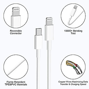 for iPhone Apple 13 12 14 Fast Charger Cable【Apple MFi Certified】20W USB C Wall Charger Plug and USBC to Lightning Cable Cord 6ft, Charging Block Power Adapter Cube Brick for iPhone 13/12 Pro/11,iPad