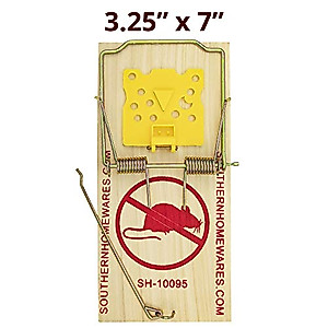 Southern Homewares Wooden Snap Spring Action Rat Trap with Expanded Cheese Shaped Trigger
