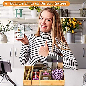 Bamboo Kitchen Drawer Organizer, Wooden Storage Box for Utensil Organizer Silverware Tray Cutlery Holder Flatware Containers - Multi-Use Deep Drawer Dividers Organizer for Bathroom, Jewelry,  9"3"2.5"