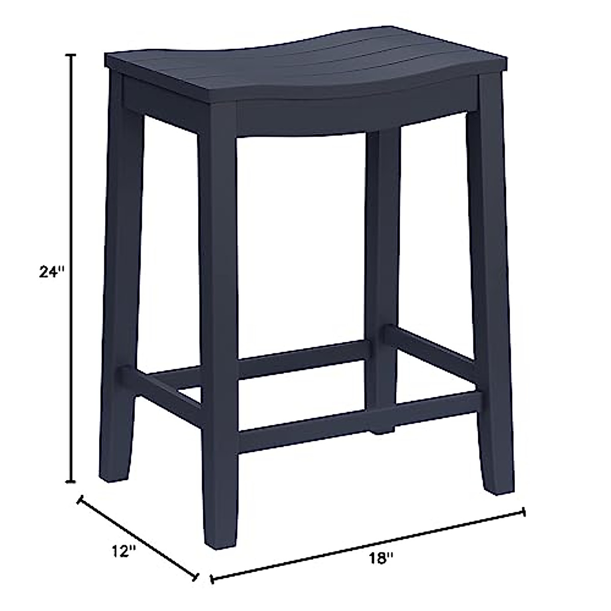 Hillsdale, Fiddler Wood Backless Counter Height Stool with Saddle-Style Seat, Navy