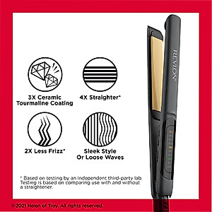 Revlon Smooth Brilliance Ceramic Hair Flat Iron | Smooth Glide and Ultra-Sleek Sylas, (1 in)