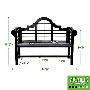 Achla Designs OFB-11 Lutyens Indoor/Outdoor Garden Bench, Black, 4 ft