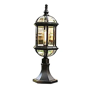 XJJZS Rustic Waterproof led Pillar Wall Lamp,Vintage Outdoor Glass LED Post Lighting,Villas Garden Porch Home Landscape Pathway Lights