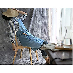 Gautsa Denim Matching Apron for Kids and Adults, Children Age 4-7 9-12, Cooking Gardening Painting BBQ… (lightblue, adult)