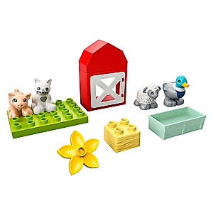 LEGO DUPLO Town Farm Animal Care 10949 Toy for Toddlers, Girls and Boys 2 Plus Years Old with Duck, Pig, Sheep & Cat Figures, Early Development Toys
