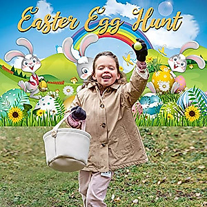Easter Banner Easter Party Decorations Easter Egg Hunt Backdrops Banner Photo Backgrounds for Photography Photoshoot Kids Birthday Party Supplies 72 x 44 Inches