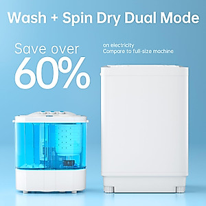 Ceamorfco Portable Washing Machine, Twin Tub 13 Lbs Capacity, Mini Portable Washer Dryer Combo with 5 FT Inlet Hose, Lavadora Portatil for Laundry, Apartment, Dorm, RV, College