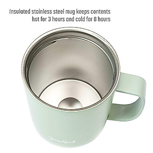 Goodful Travel Mug, Stainless Steel Insulated, Double Wall Vacuum Sealed Coffee Cup with Leak Proof Lid, 14 Ounce, Sage