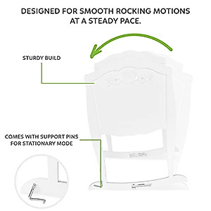 SweetPea Baby Rose Cradle in White, with 1" Mattress Pad, Easy to Assemble, JPMA Certified, New Zealand Pinewood Cradle, Stationary and Rocking Cradle