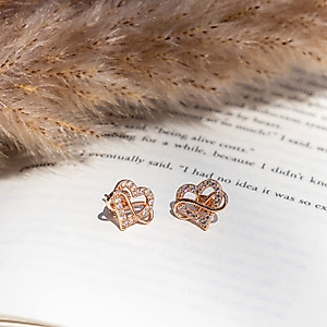 Sash & Soph Infinity Heart Cubic Zirconia Earrings Studs, Brilliant Heart Earrings for Women, 925 sterling Silver Stud Earrings for Women, Sterling Silver Silver, Cubic Zirconia