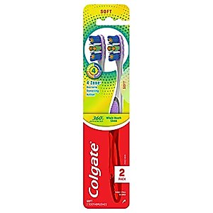 Colgate 360 Advanced 4 Zone Toothbrush Value Pack, Soft, 0.08 Pound