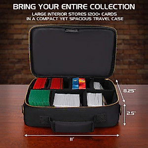 ENHANCE MTG Card Travel Bag with Divider Compartments, Storage for Pencils, Dice and Tokens - Compatible with Magic The Gathering, Card Games Against Humanity and More