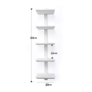 PIBM Stylish Simplicity Shelf Wall Mounted Floating Rack Wooden Solid Wood Storage Shelves Books Collection Display,3 Colors Avaliable,3 Layers / 4 Layers / 5 Layers, White , 20X66.2cm