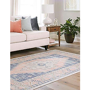 Unique Loom Whitney Collection Area Rug - Geneva (7' 10" x 10' Rectangle, French Blue/ Beige)