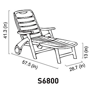 Green Boheme New Rolling, Folding, Five Position Reclining Patio Sun Lounger or Deck Chair, White, Made in Italy