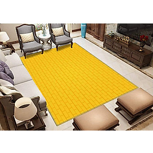 Yellow Brick Tile Wall Vector Area Rugs Floor Mat Non Slip Table Blanket Rugs Soft Door Mat Nursery Carpet for Living Room Home Indoor Outdoor Runner Rugs