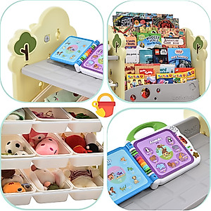 Ochine Wood Toy Storage Organizer Kids Toy Organizer Toy Storage Cabinet Wooden Bookcase and Bookshelf Kids Toy Organizer and Storage Bins for Playroom, Bedroom, Nursery, School Classroom