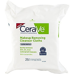 CeraVe Makeup Removing Cleanser Cloths, 25 Count - Buy Packs and SAVE (Pack of 2)