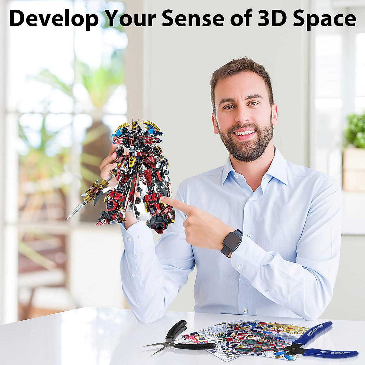 Microworld 3D Metal Model Kits, Lyu Bu 3D Metal Puzzle Mechanical Soldier Figure Warrior, Challenge Metal Earth Model Kits Jigsaw Brain Teaser DIY Art Craft Puzzles for Adults Men Boys