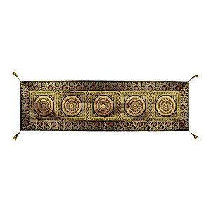 DecorHack by Arusaya Rajasthani Hand Art Mandala Design Work Dining Table Home Decorative Table Runner Linen (Black,60X16 Inch)