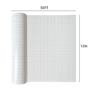 RIZEE Strong Grip Transfer Tape 12x120 Inches w/Alignment Grid for Heavier Adhesive Vinyl - Perfect for Glitter Vinyl, Brushed Vinyl for Decals, Signs, Windows, Stickers