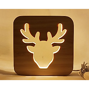 Led Baby Child Nursery Night Light Bedside Home Decor Lamp, Room Decor Night Lights for Kids and Adults, Lamps for Bedroom Living Room 3D Shadow Lamp-Deer