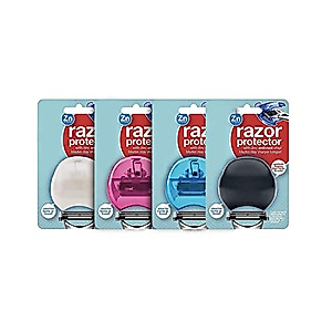 Men and Women Safety Razor Holder - Clip-On Cover Anti-Rust Blade Razor Protector Travel Size (4 Pk White, Black, Pink, Blue)