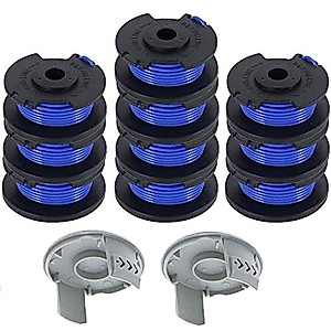 AC14RL3A String Trimmer Replacement Spool Line with 522994001 Cap for Ryobi One+ 24V, 18V, and 40V Cordless Trimmers, 0.065" Autofeed Replacement Spool- (12 Pack)
