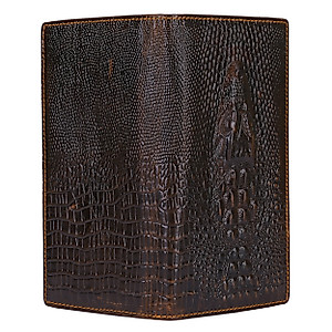 Itslife Men's RFID Vintage Look Genuine Leather Long Bifold Wallet Checkbook Wallets for Men