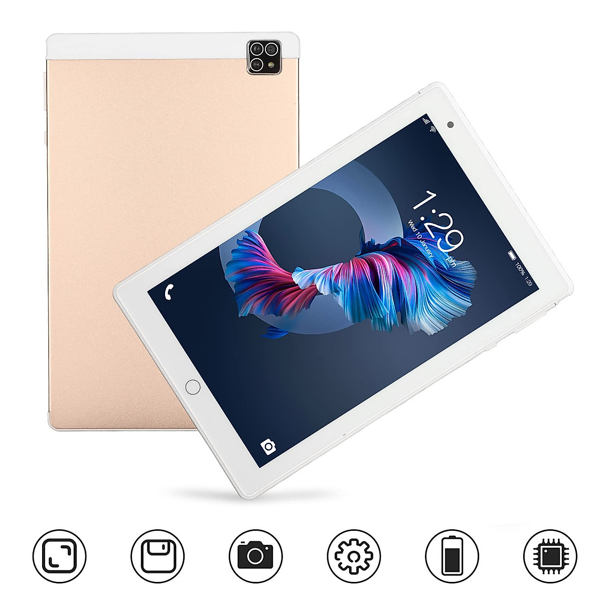 DAUZ HD Tablet, 8 Inch IPS 100-240V 8 Inch Tablet 1920x1200 Octa Core CPU 4GB RAM 64GB ROM for Travel (US Plug)