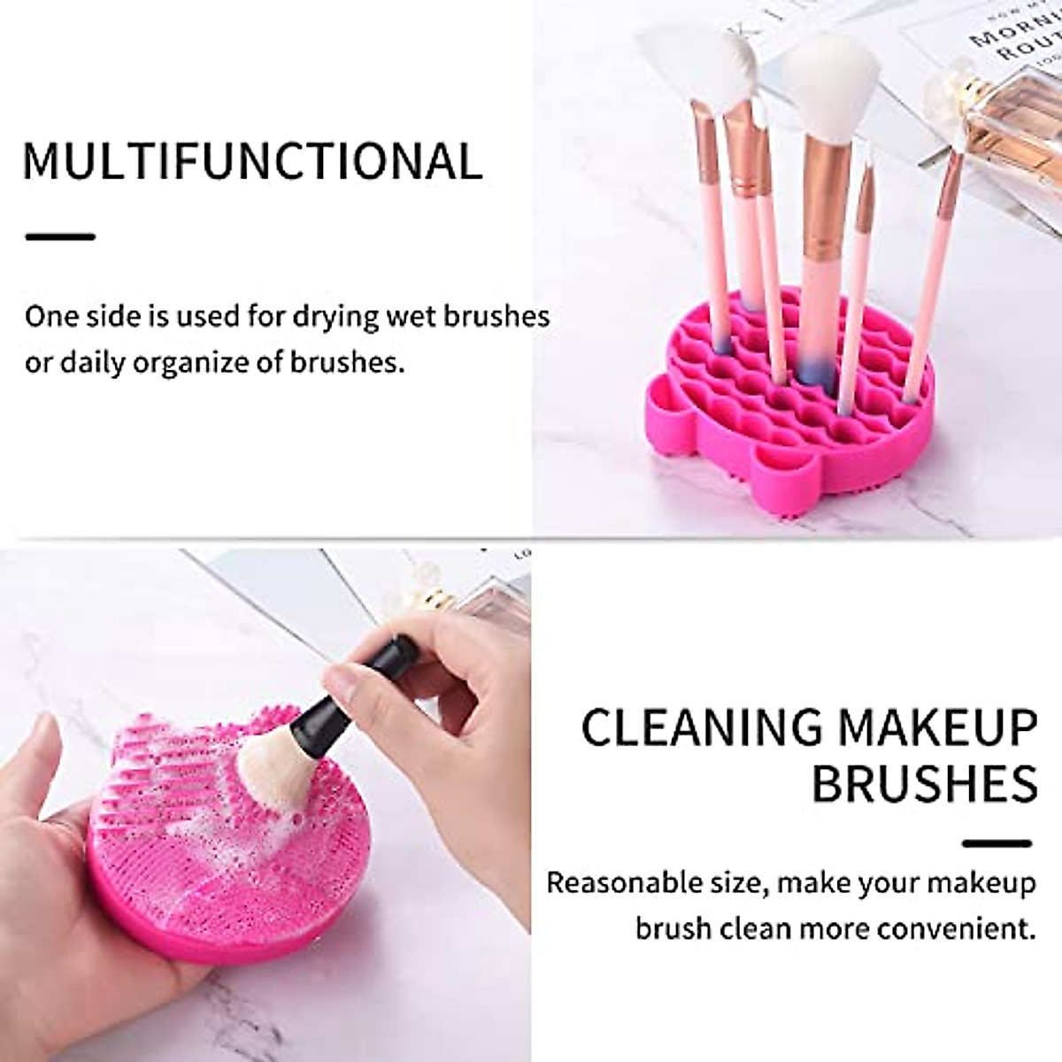 Makeup Brush Cleaning Mat,2 in 1 Makeup Brush Holder for Washing and Holder, Silicone Scrubber Pad for Drying Rack Cosmetic Clean Tools, 1 Pack