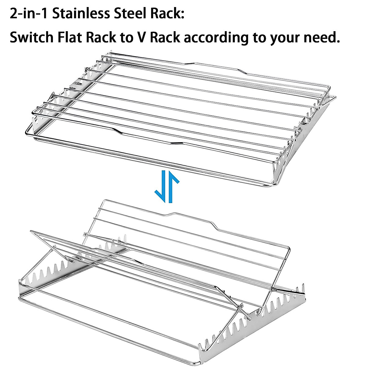 TOPZEA Stainless Steel Roasting Pan with Rack, 16 Inch Classic Rectangular Turkey Roaster Pan with 2 In 1 Grill Rack & Handle, Large Broiling Baking Pan Oven Cookware for Chicken, Steak, Meat, Lasagna