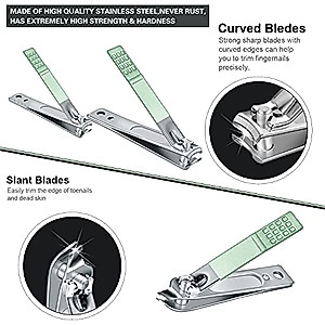 Leipple Manicure Set Professional Nail Clippers Pedicure Kit - 16 pcs Stainless Steel Grooming Kit - Nail Care Tools with Luxurious Travel Leather Case(Green)