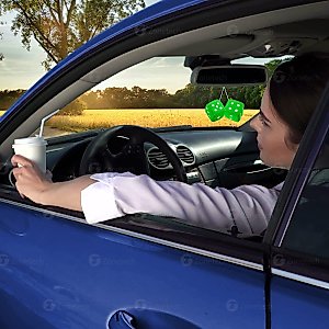 ZONETECH Green 3" Square Hanging Dice-Soft Fuzzy Decorative Vehicle Hanging Mirror Dice with White Dots - Pair