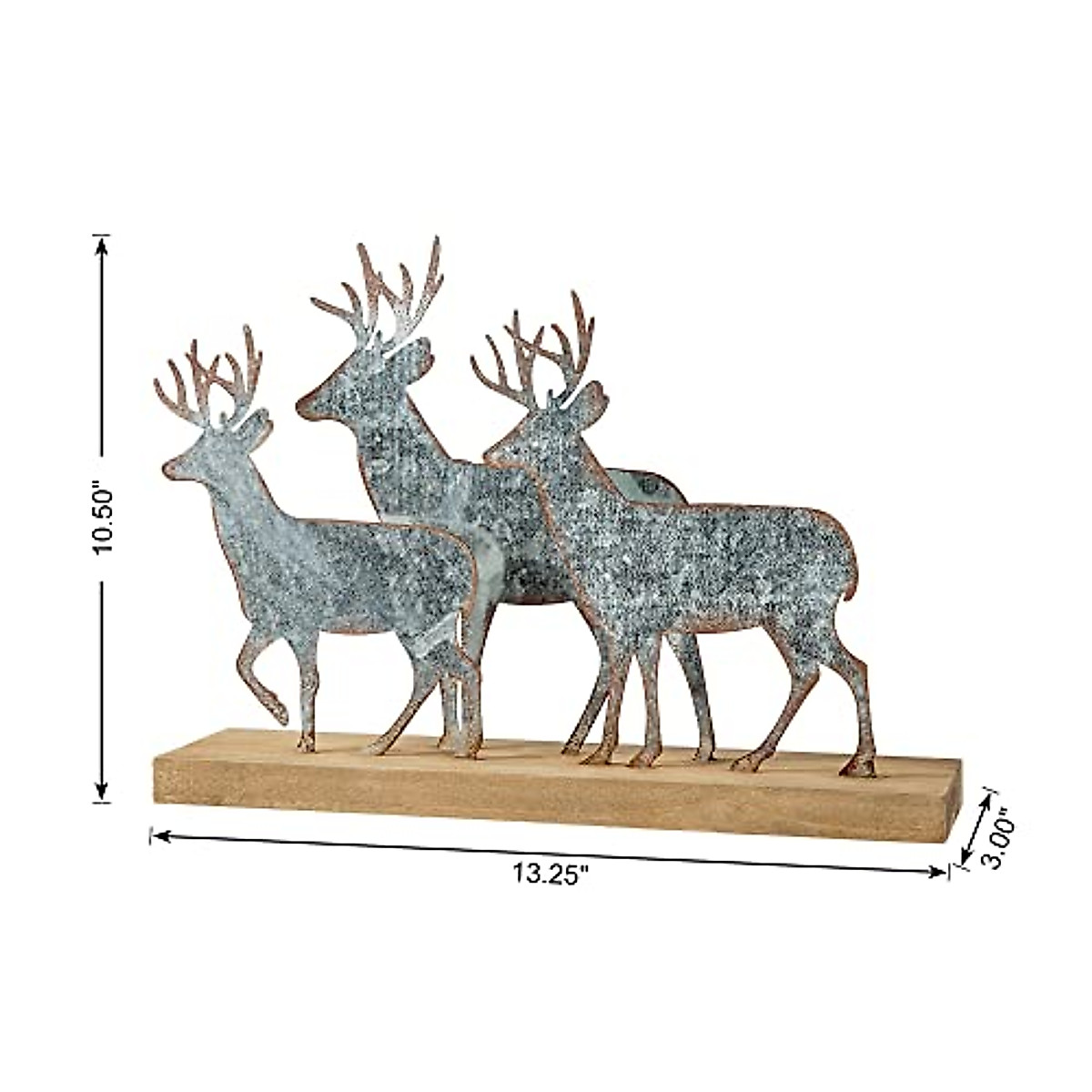 Glitzhome Christmas Table Decorations 12.81 Inches Metal Christmas Reindeer Decor Galvanized Deer Decoration for Home Country Christmas Decor Rustic Xmas Desk Decoration