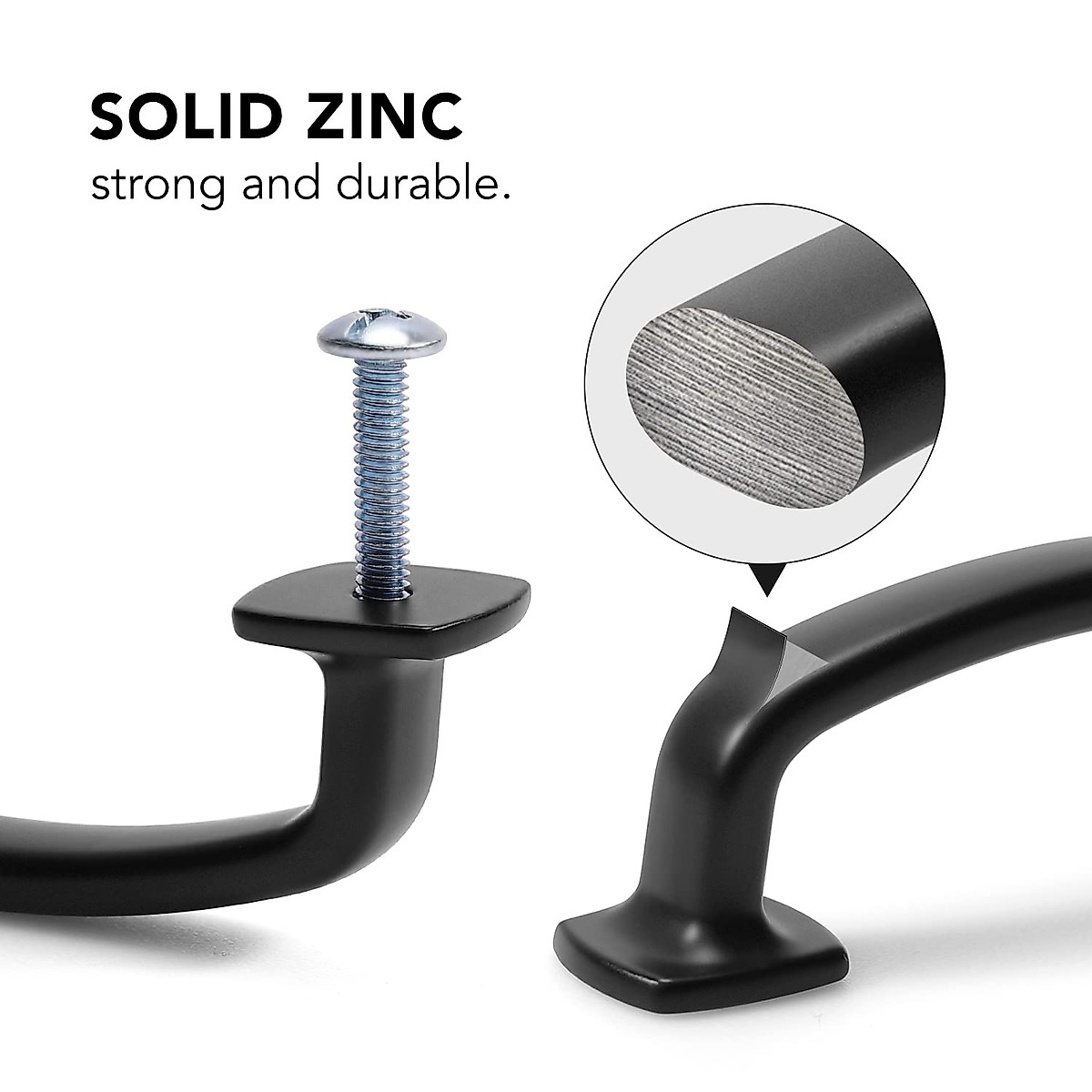 Ravinte Arch Cabinet Pulls Solid 10 Pack 3 Inch Matte Black Kitchen Cabinet Handles Flat Square Foot Curved Drawer Pulls Hardware for Kitchen Cabinet