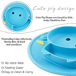 REDFMGBaby Divided Plate Silicone- Portable Non Slip Child Feeding Plate Suction for Children Babies and Kids BPA Free Baby Dinner Plate Microwave Dishwasher Safe