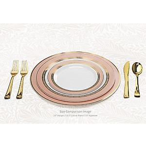 " OCCASIONS " 40 Piece Chargers pack Wedding Party 12'' Disposable Plastic Charger Plates/Chargers (Ritz Blush & Gold)