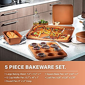 Gotham Steel Hammered Pots and Pans Set Nonstick, 15 Pc Kitchen Cookware Set & Bakeware Set, Induction Pots and Pans for Cooking, Ceramic Coated, Long Lasting Nonstick, Dishwasher Safe 100% Toxin Free