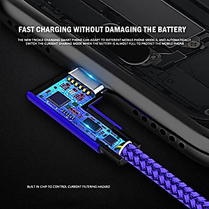 BGNTBUK Tab S3 Charging Cable USB C Cable Right Angle 90° Elbow Nylon Braided USB A to C 66W Fast Charging Cable Type C Cable 10ft Pack