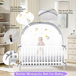 Safety Crib Tent to Keep Baby from Climbing Out,Woderful Breathable Pop-up Mosquito Net Protable Baby Tent for Baby Travel
