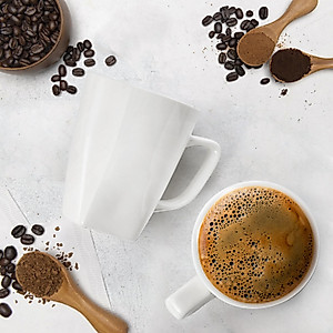 AVLA Set of 6 Porcelain Coffee Mugs, 12 Ounce Large Mugs Sets Ceramic Cup with Handle for Coffee, Tea, Cocoa or Chocolate, White