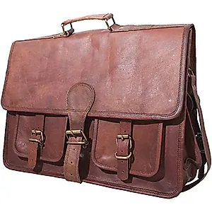 JMD Arts Leather Messenger Bag for Men Women - Full Grain Leather Laptop Satchel Office Shoulder Bag (Brown) gives vintage look,Brown