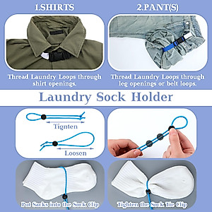 Lineshading 49 Pcs Laundry Strap Sock Clips Set Includes 24 Pcs Laundry Strap with Buckle and 25 Pcs Sock Clips for Laundry Nylon Strap Sock Organizer Accessories Tools for Washing Machine and Dryer