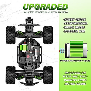 RIAARIO 1:18 RC Cars for Boys, 36 KPH High Speed Remote Control Car for Adults, All Terrain 4WD Electric Vehicle with 2.4 GHz Remote Control, Offroad Waterproof RC Trucks with 2 Rechargeable Batteries