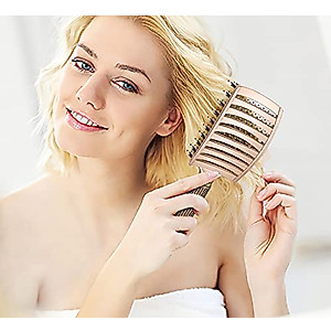 KTKUDY Detangling Brush Getting Knots Out without Pain - Boar Bristles Hair Brush Make Hair Shiny & Healthier Vented Detangler Brush for Women Men Kids Wet and Dry Hair (Gold)