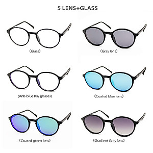Bauhaus Magnetic Sunglasses Clip on for Men & Women UV400 Polarized Retro Round Anti-glare Clear Eyeglasses